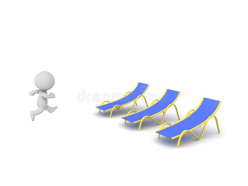 3D Character Running Toward a Vacation Stock Illustration ...