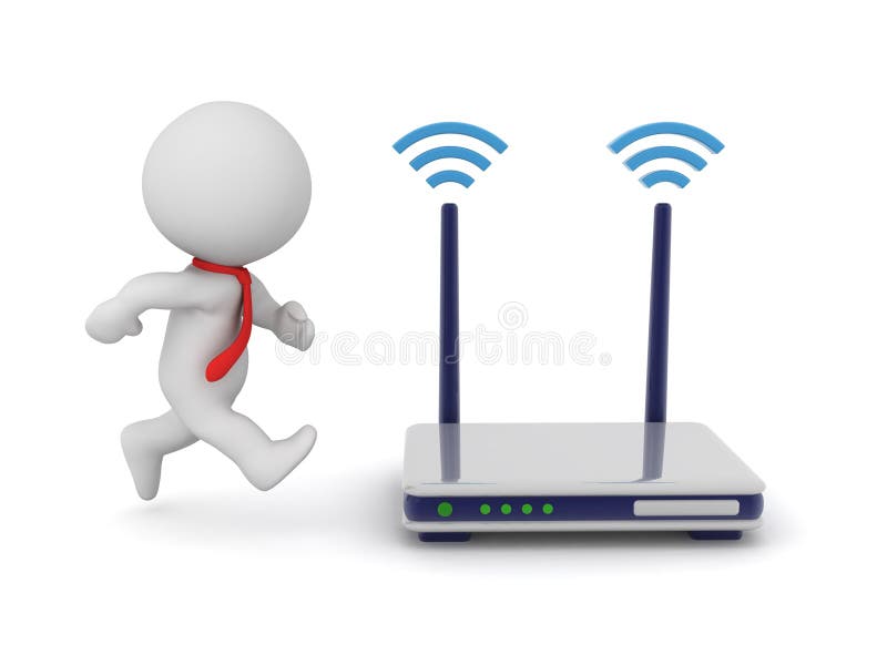 3D Character Running Towards Router Stock Illustration - Illustration ...
