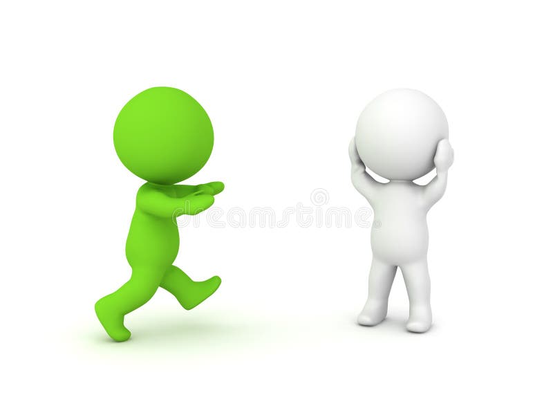 3D Character is Scared of Green Zombie Stock Illustration ...
