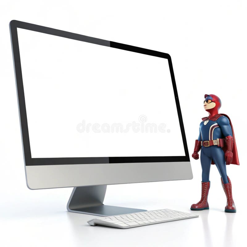 3D Character Screen Isolated on White Background Stock Illustration ...