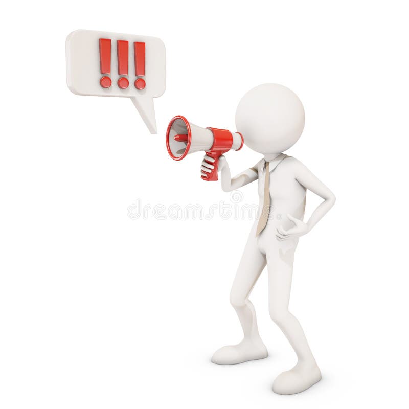 3d Character Shouting in Megaphone Stock Illustration - Illustration of ...