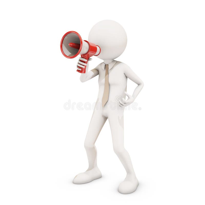 3d Character Shouting in Megaphone Stock Illustration - Illustration of ...