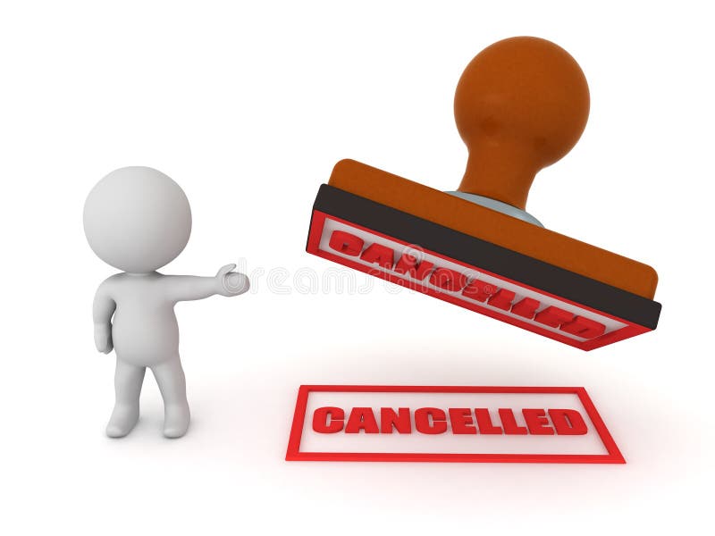 3D Character Showing Canceled Stamp Stock Illustration - Illustration ...
