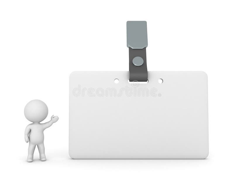 3D Character Showing Large Name Badge Stock Illustration - Illustration ...