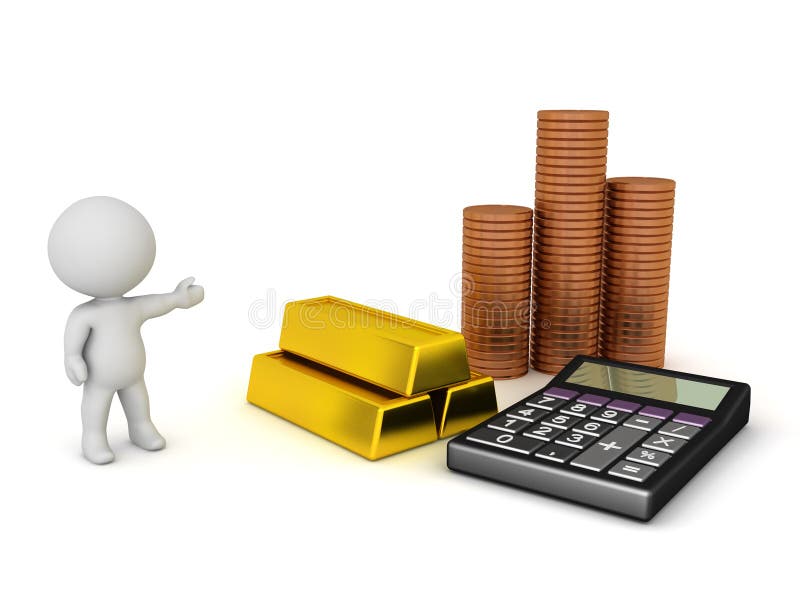 3D Character Showing Money and Finance Related Objects Stock ...