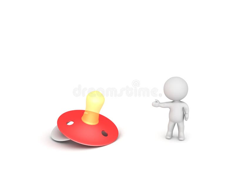 3D Character Showing Red Pacifier Stock Illustration - Illustration of ...