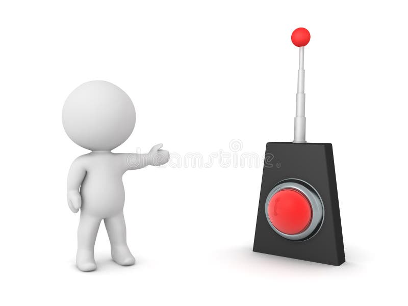 3D Character Showing Retro Remote Control Gadget Stock Illustration ...