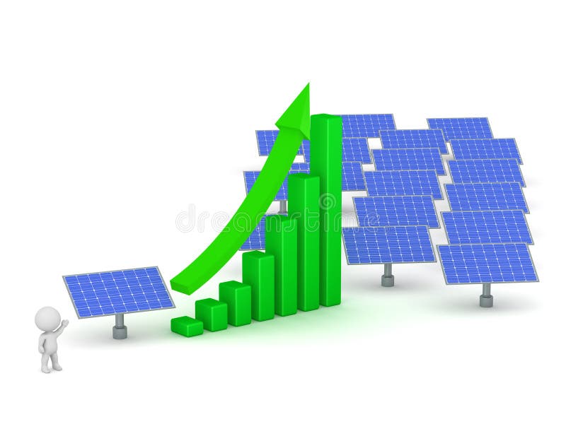 3D Character Showing Solar Power Increase Stock Illustration ...