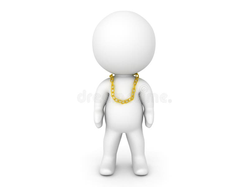 3D Character with Small Gold Chain Around His Neck Stock Illustration ...