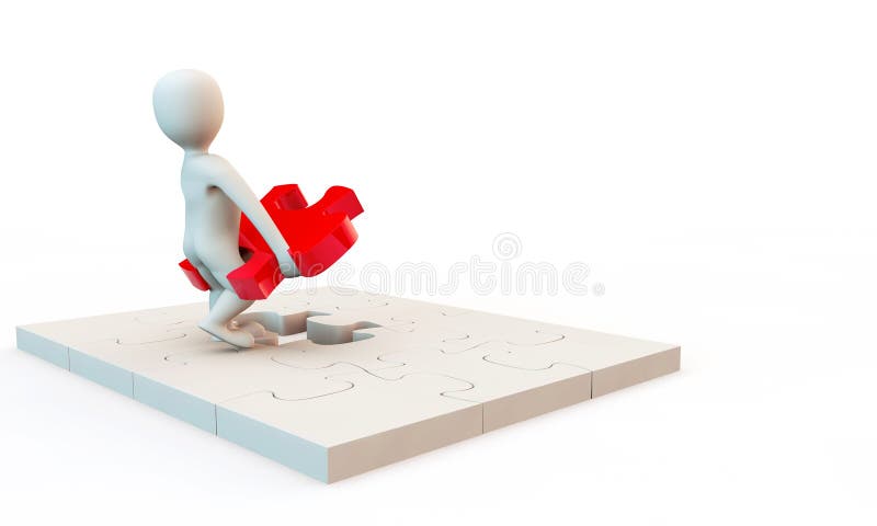 3D Character Solving Problem Stock Illustration - Illustration of ...