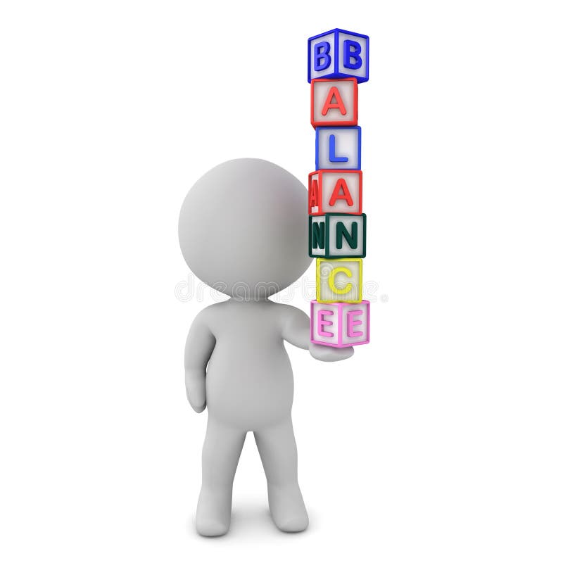 3D Character Balancing Leisure Time and Studying Stock Illustration ...