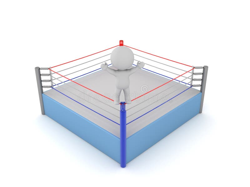 3D Character Standing on a Ring Turnbuckle Stock Illustration ...