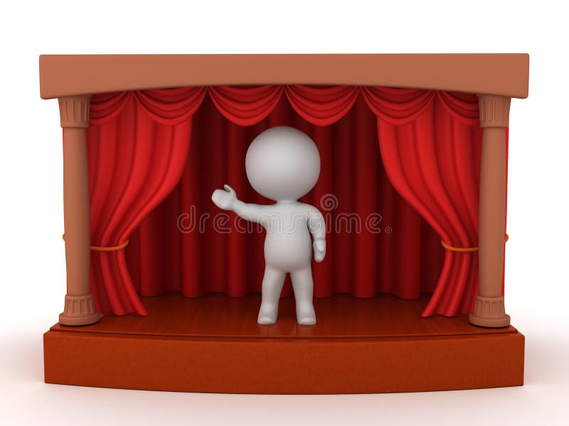 3D Character Standing on Stage Stock Illustration - Illustration of ...