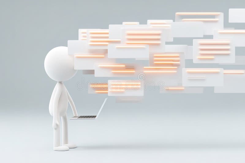 Digital Communication Concept with a 3D Character Interacting with ...