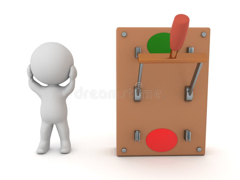 3D Character is Stressed Next To on Off Switch Stock Illustration ...