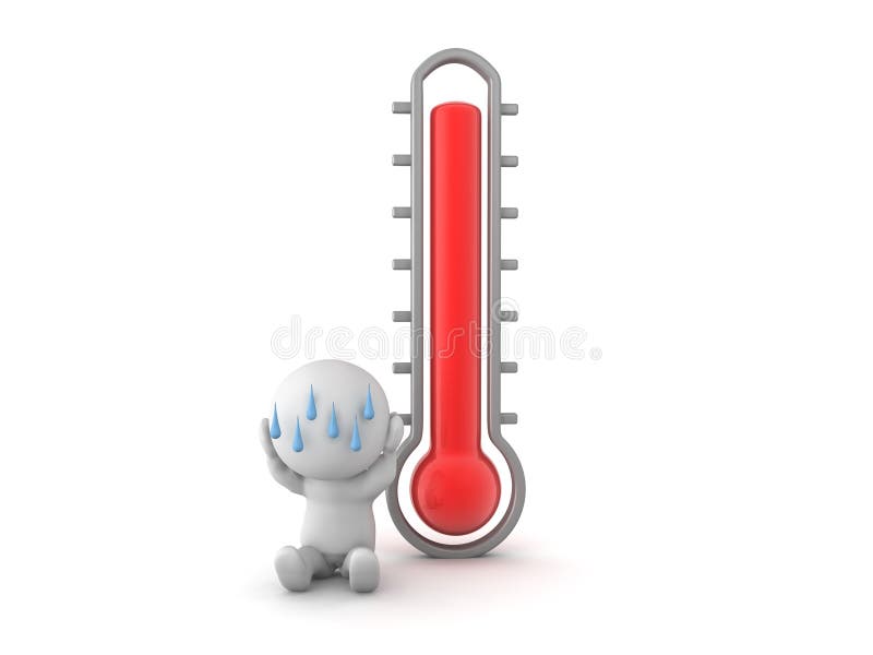 3D Character is Stressed because the Temperature is Too Hot Stock ...
