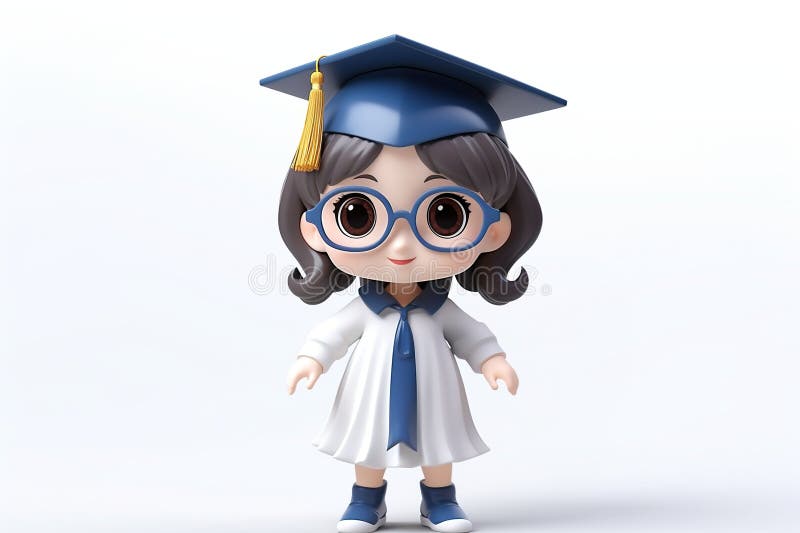 3D Character of a Student Wearing a Graduation Cap and Gown. Generative ...