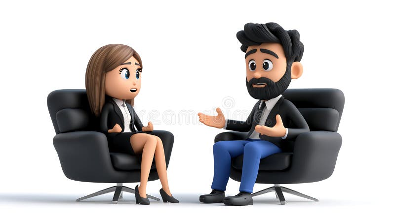3D Character Style Counselor in Office Setting Stock Illustration ...