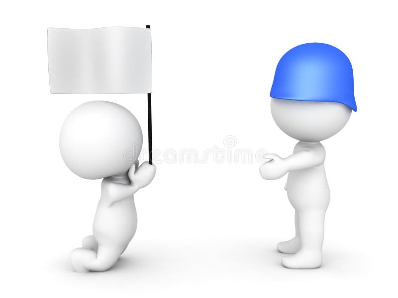 3D Character Surrendering To Soldier Stock Illustration - Illustration ...