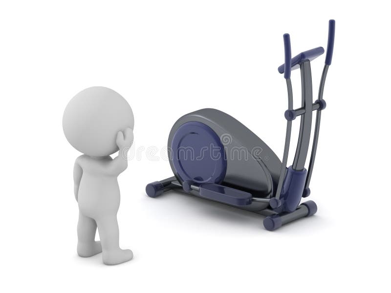 3D Character Thinking about Exercise Stock Illustration - Illustration ...