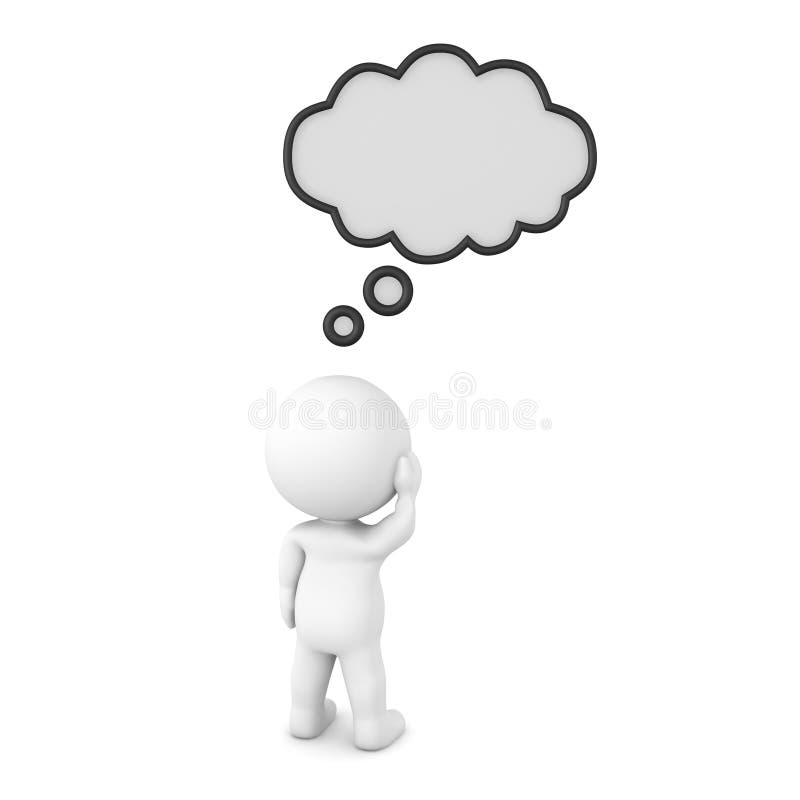 3D Character Thinking about How To Circumvent Obstacle, Barrier Stock ...