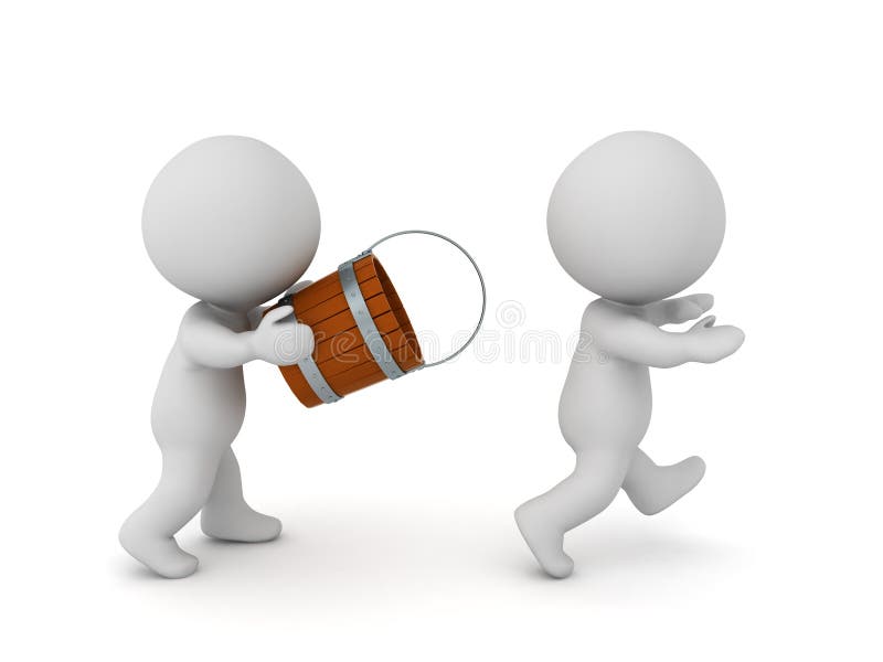 3D Character Throwing a Bucket after Another Character Stock ...