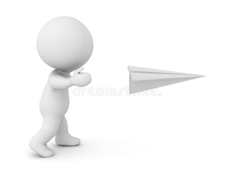 3D Character Throwing Paper Plane Stock Illustration - Illustration of ...