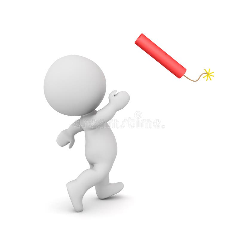 3D Character Throws a Big Red Dynamite Stick Stock Illustration ...