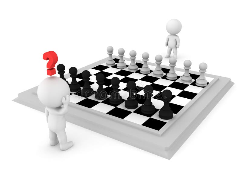 3D Character Trying To Make a Move Against His Opponent in Chess Stock ...