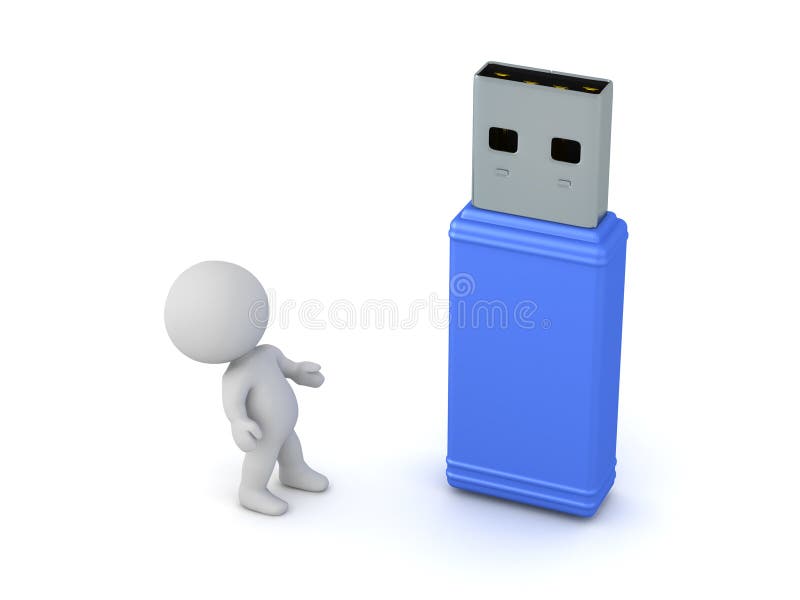 3D Character with USB Drive Stock Illustration - Illustration of ...