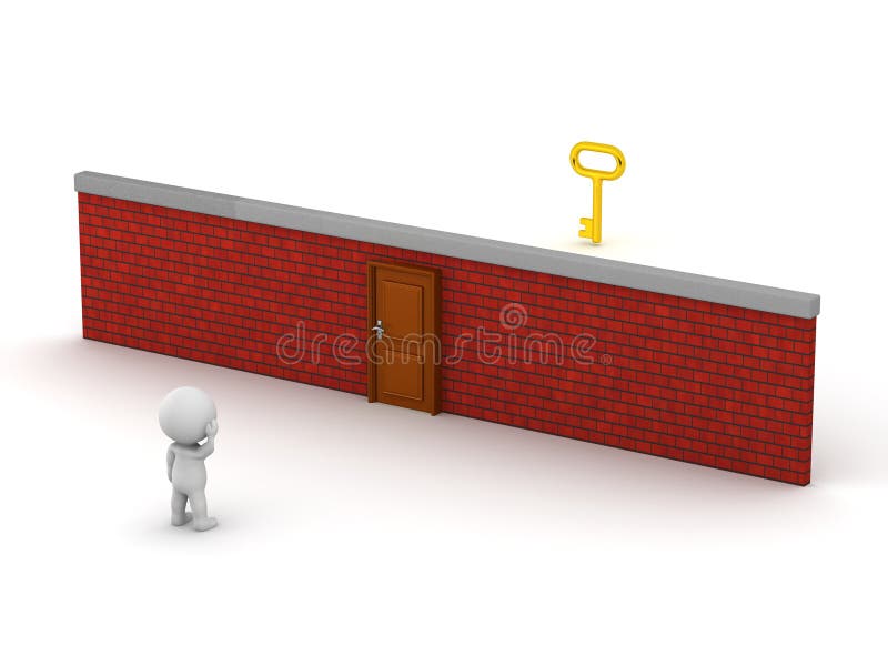 3D Character Wall Door Key stock illustration. Illustration of ...