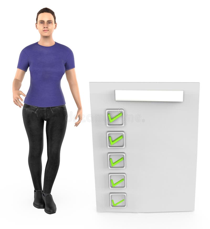 3d Character , Man Checkmark List , Tick Stock Illustration ...