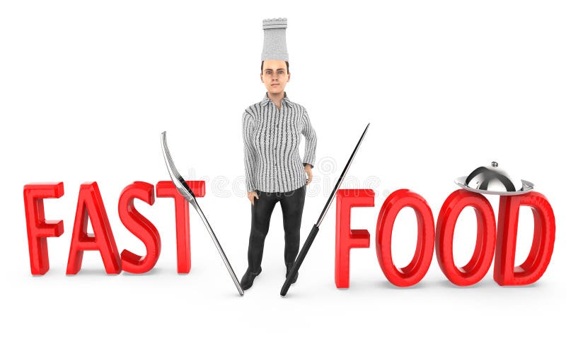 3d Character , Woman Chef - Fast Food Stock Illustration - Illustration ...
