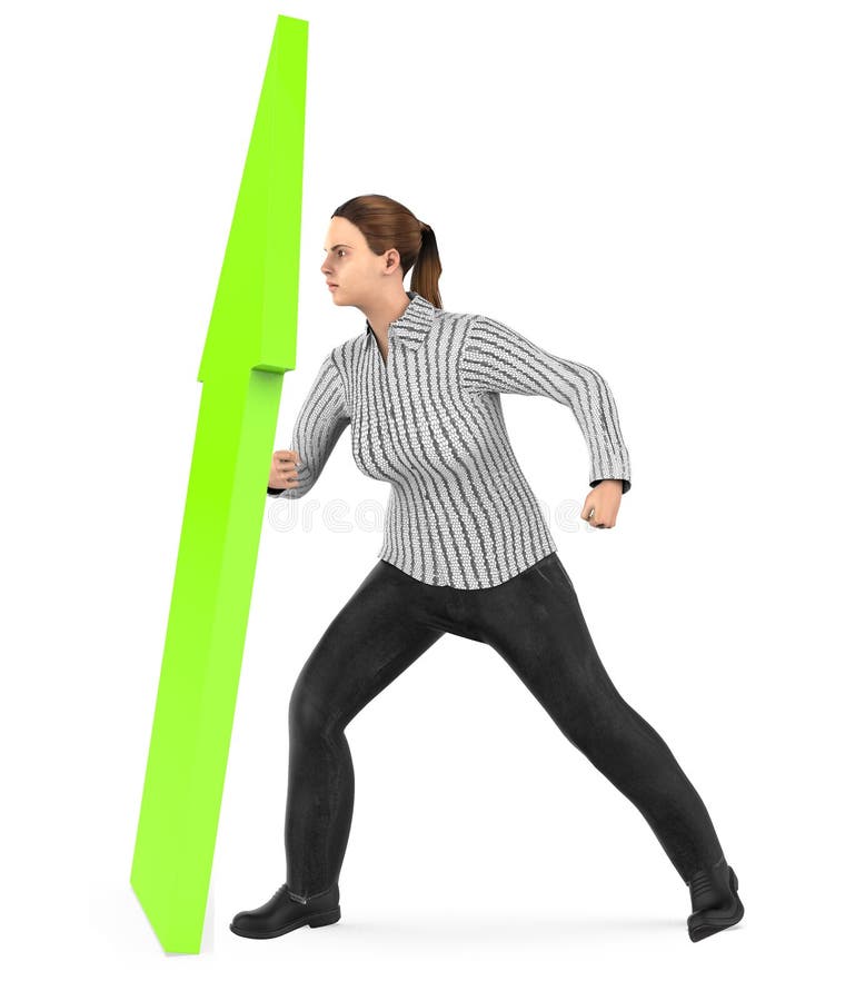 3d Character , Man Elevating a Arrow Upward Stock Illustration ...