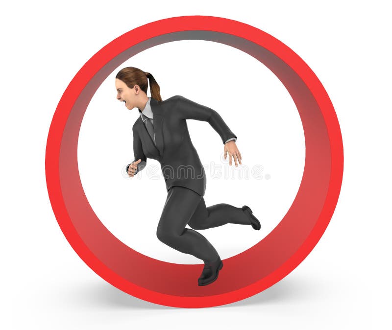 3d Character , Woman Running Inside a Circle Stock Illustration ...