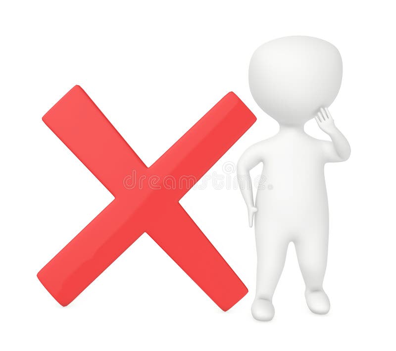 3d Character Worry , Cross Symbol Stock Illustration - Illustration of ...