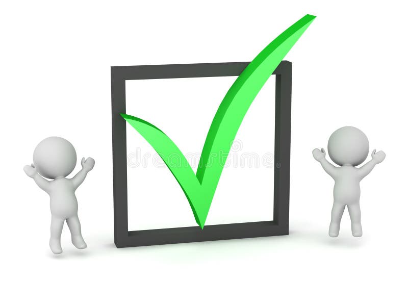 3D Characters and a Completed Task Symbol Stock Illustration ...