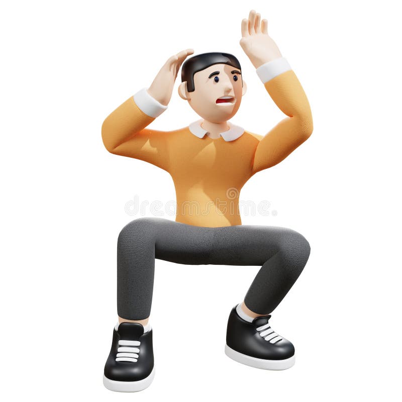 3D Characters Expressing Fear Stock Illustration - Illustration of ...