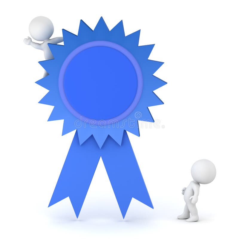 3D Characters and Large Blue Ribbon Stock Illustration - Illustration ...