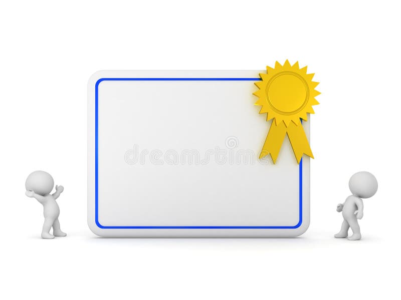 3D Characters and Large Diploma with Gold Ribbon Stock Illustration ...