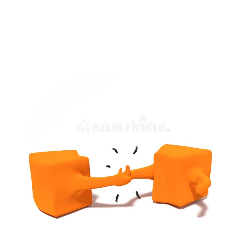 3d Characters Orange Handshake Stock Illustration - Illustration of ...
