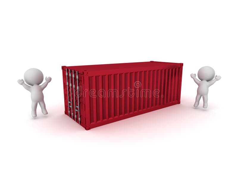 3D Characters with a Shipping Container Stock Illustration ...