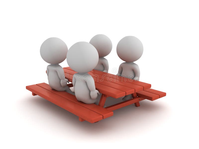 3D Characters Sitting on Red Yellow and Blue Puzzle Pieces Stock ...