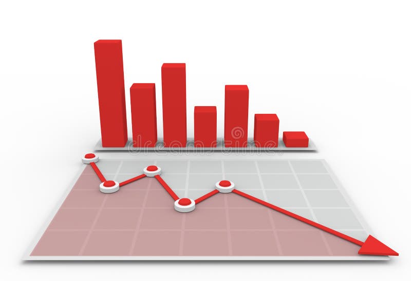3D Graph and Diagram Going Down Stock Illustration - Illustration of ...