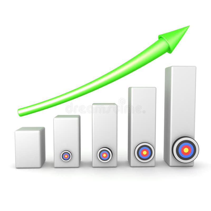 3D Chart with Four Targets at Its Bottom Stock Illustration ...
