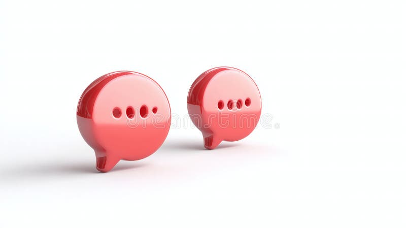 3D Chat Bubble Icons in Red Stock Illustration - Illustration of ...