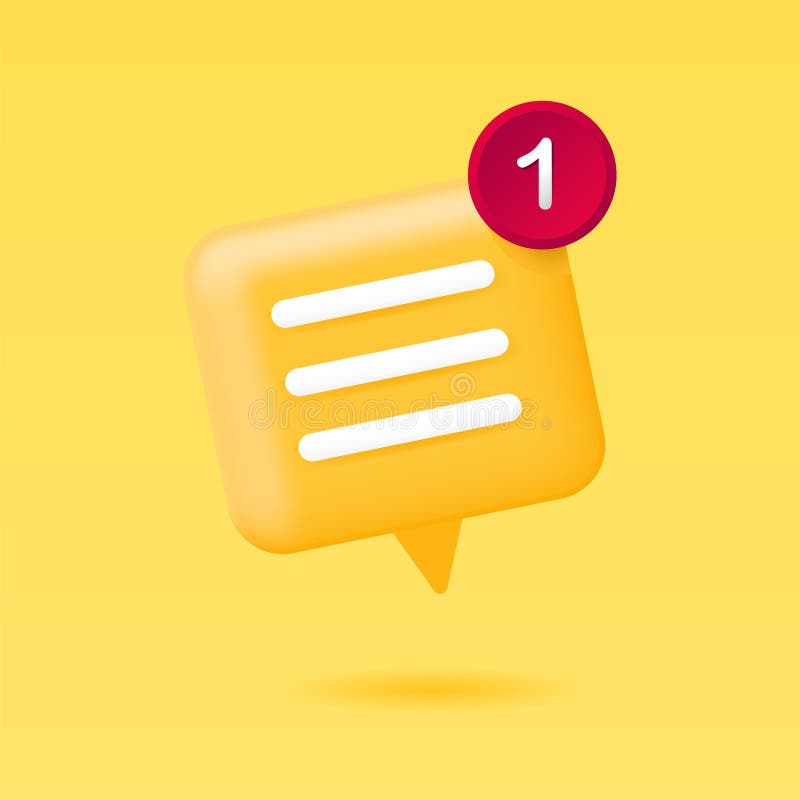 3D Chat Bubble Vector Illustration with Inbox Notification. Stock ...