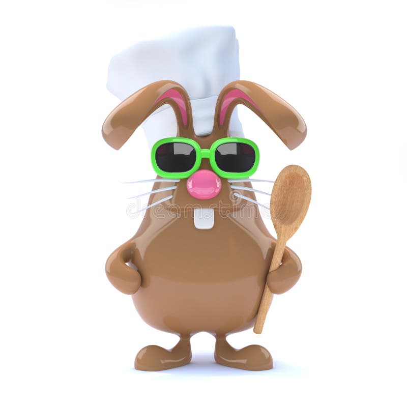 3d Chcolate bunny chef stock vector. Illustration of spatula - 38110862
