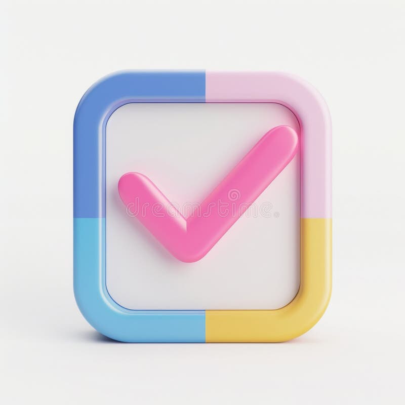3d Check Colourful Icon of a App on White Background Stock Illustration ...