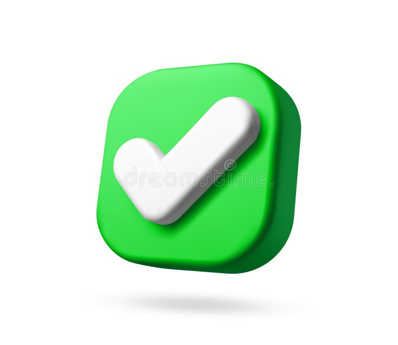 3D Check Icon, Checklist Tick, Done Mark Button Stock Vector ...